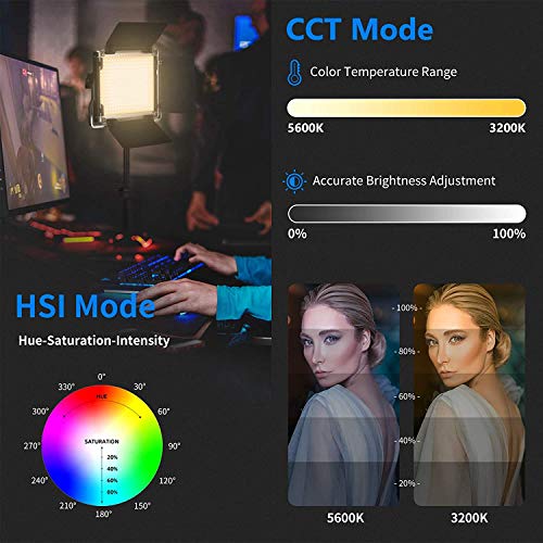 Neewer 2 Packs 660 RGB Led Light with APP Control, Photography Video Lighting Kit with Stands and Bag, 660 SMD LEDs CRI97+/3200K-5600K/Brightness 0-100%/0-360 Adjustable Colors/9 Applicable Scenes