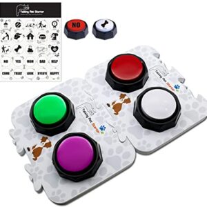 RIBOSY Soundboard, 4 Recordable Buttons with 2 Mats and 25 Stickers - Record and Playback Any Custom Message to Teach Your Dog Voice What They Want