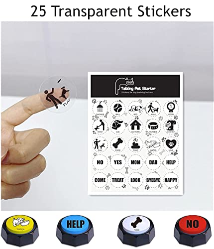 RIBOSY Soundboard, 4 Recordable Buttons with 2 Mats and 25 Stickers - Record and Playback Any Custom Message to Teach Your Dog Voice What They Want