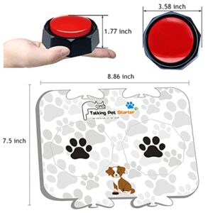 RIBOSY Soundboard, 4 Recordable Buttons with 2 Mats and 25 Stickers - Record and Playback Any Custom Message to Teach Your Dog Voice What They Want