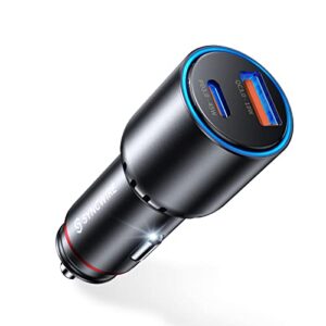 syncwire usb c car charger adapter 63w [pd 45w & qc 18w] all metal pps usb c faster car charger type c car charger for iphone 14/13/12, ipad pro, samsung, google, macbook pro/air, thinkpad and more