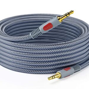 Ruaeoda 3.5mm Aux Audio Cable 30 ft, AUX Cord Braid 3.5mm to 3.5 mm Stereo Audio Cable 1/8 Shielded AUX Headphone Cable Extension Male to Male Outdoor Auxillary Stereo Audio Cable Cord