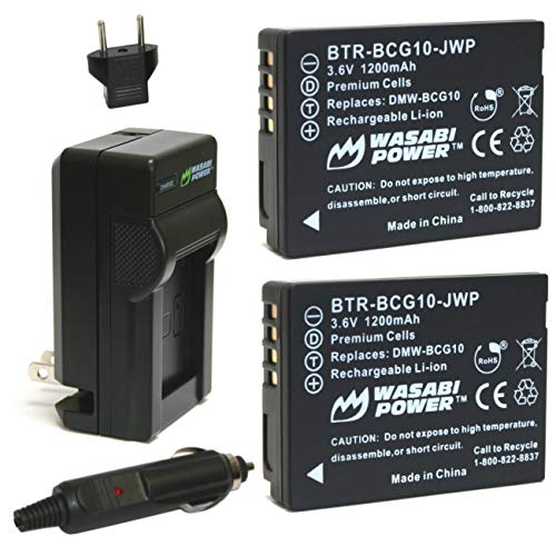 Wasabi Power Battery (2-Pack) and Charger for Panasonic DMW-BCG10, DMW-BCG10E, DMW-BCG10PP and Panasonic Lumix DMC-3D1, DMC-SZ8, DMC-TZ6, DMC-TZ7, DMC-TZ8, DMC-TZ10, DMC-TZ18, DMC-TZ19, DMC-TZ20, DMC-TZ25, DMC-TZ30, DMC-TZ35, DMC-ZR1, DMC-ZR3, DMC-ZS1, DM