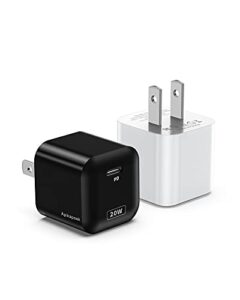 usb c wall charger, 2-pack 20w fast charger for iphone, pd3.0 compact charger block quick charging, usb c power adapter compatible with iphone 13/13 mini/13 pro/13 pro max/12/12 pro max/11, and more