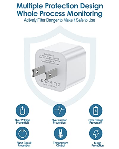 USB C Wall Charger, 2-Pack 20W Fast Charger for iPhone, PD3.0 Compact Charger Block Quick Charging, USB C Power Adapter Compatible with iPhone 13/13 Mini/13 Pro/13 Pro Max/12/12 Pro Max/11, and More