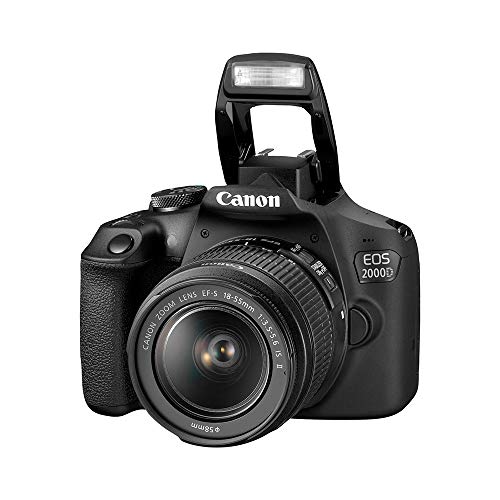 Canon EOS 2000D DSLR Camera and EF-S 18-55 mm f/3.5-5.6 is II Lens, Black