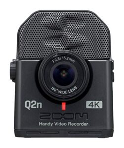 zoom q2n-4k handy video recorder, 4k/30p ultra high definition video, compact size, stereo microphones, wide angle lens, for recording music, video, youtube videos, livestreaming