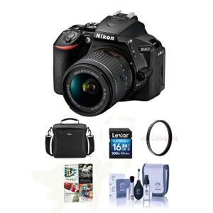 nikon d5600 dslr camera kit with af-s dx nikkor 18-140mm f/3.5-5.6g ed vr lens, black – bundle with camera case, 16gb sdhc card, 67mm uv filter, cleaning kit, pc software package