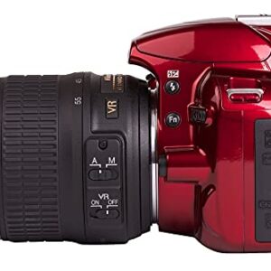 Nikon D3100 14.2MP Digital SLR Camera with NIKKOR AF-S DX 18-55mm f/3.5-5.6 VR Lens Kit - (Red)