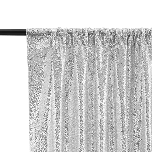 2FTx8FT Silver Glitter Sequin Curtain for Party Photography Backgrounds Wedding Backdrops Set of 4 Panels