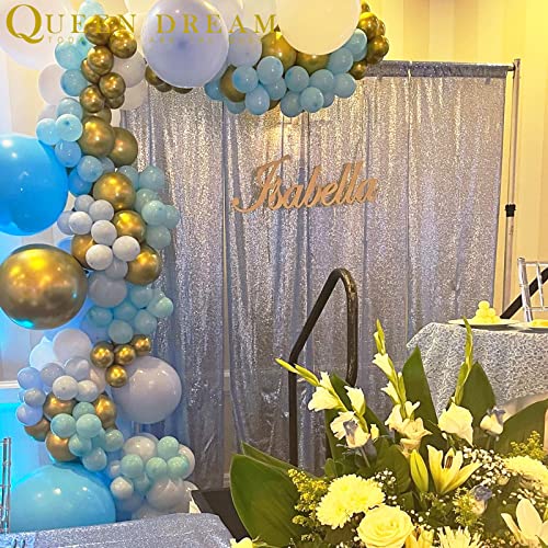 2FTx8FT Silver Glitter Sequin Curtain for Party Photography Backgrounds Wedding Backdrops Set of 4 Panels