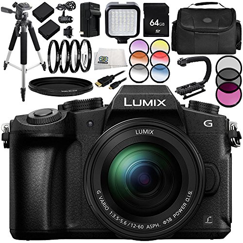 Panasonic Lumix DMC-G85 Digital Camera + Panasonic 12-60mm f/3.5-5.6 ASPH. Power O.I.S. Lens 15PC Bundle - Includes 3 Piece Filter Kit (UV + CPL + FLD) + 4PC Macro Filter Set (+1,+2,+4,+10) + More