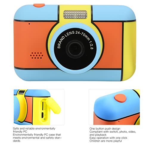 Restokki 2.4 Inch Kids Mini Camera, HD Screen Cartoon Digital Camera 1080P Mini Photo Camera Dual Lens Camera for Boys Girls Birthday Gift