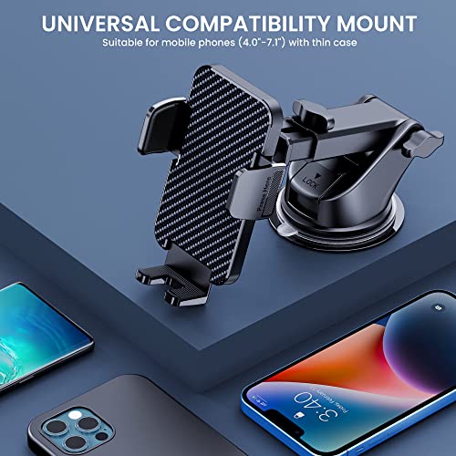 Phone Mount for Car Phone Holder Mount [Military-Grade Suction] Cell Phone Car Holder Universal Phone Stand for Car Dashboard Windshield Cell Phone Automobile Cradles Fit iPhone Android Smartphone