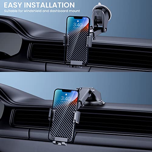 Phone Mount for Car Phone Holder Mount [Military-Grade Suction] Cell Phone Car Holder Universal Phone Stand for Car Dashboard Windshield Cell Phone Automobile Cradles Fit iPhone Android Smartphone