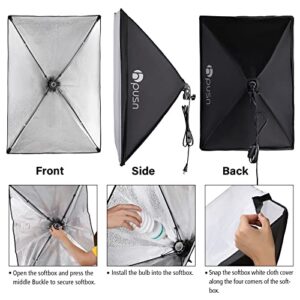 HPUSN Softbox Lighting Kit Professional Studio Photography Equipment for Portrait Product Fashion Photography (Bulb and Light Stand not Included)