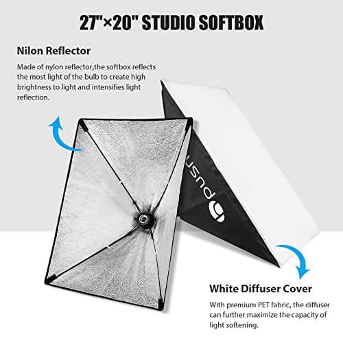 HPUSN Softbox Lighting Kit Professional Studio Photography Equipment for Portrait Product Fashion Photography (Bulb and Light Stand not Included)