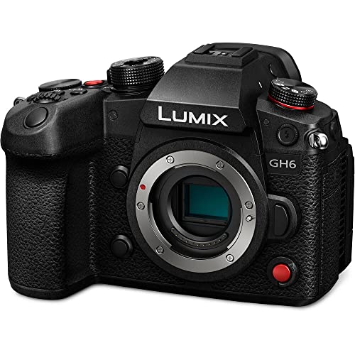 Panasonic Lumix GH6 Mirrorless Camera (DC-GH6BODY) + 4K Monitor + Rode VideoMic + Sony 64GB Tough SD Card + Card Reader + LED Light + Corel Photo Software + Case + Flex Tripod + Hand Strap + More