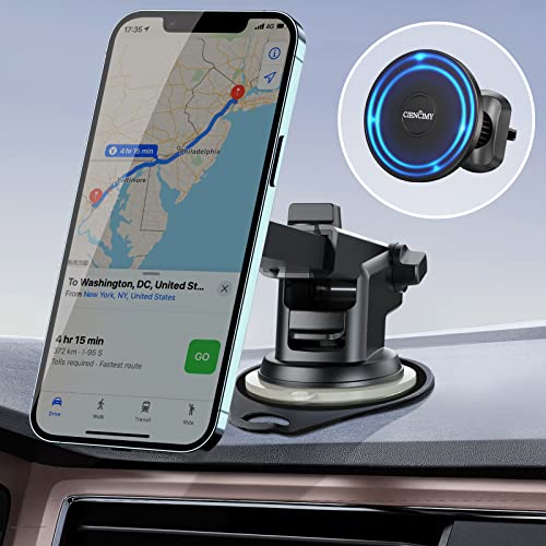 Ciencimy Compatible with MagSafe Car Mount for Car Windshield/Dashboard/Air Vent Long Arm Magnetic Phone Holder for iPhone 13 12 Pro Max Mini [Ultra Stable & Strong Suction] Suction Cup Phone Holder