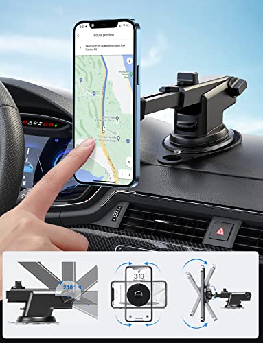 Ciencimy Compatible with MagSafe Car Mount for Car Windshield/Dashboard/Air Vent Long Arm Magnetic Phone Holder for iPhone 13 12 Pro Max Mini [Ultra Stable & Strong Suction] Suction Cup Phone Holder