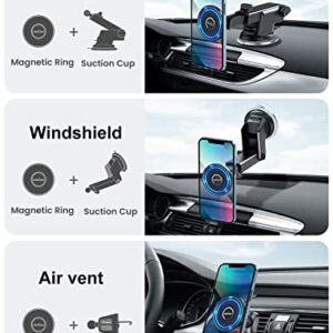 Ciencimy Compatible with MagSafe Car Mount for Car Windshield/Dashboard/Air Vent Long Arm Magnetic Phone Holder for iPhone 13 12 Pro Max Mini [Ultra Stable & Strong Suction] Suction Cup Phone Holder