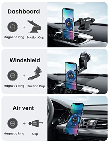 Ciencimy Compatible with MagSafe Car Mount for Car Windshield/Dashboard/Air Vent Long Arm Magnetic Phone Holder for iPhone 13 12 Pro Max Mini [Ultra Stable & Strong Suction] Suction Cup Phone Holder