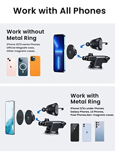 Ciencimy Compatible with MagSafe Car Mount for Car Windshield/Dashboard/Air Vent Long Arm Magnetic Phone Holder for iPhone 13 12 Pro Max Mini [Ultra Stable & Strong Suction] Suction Cup Phone Holder