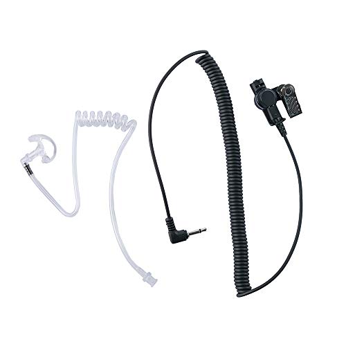 Klykon Police Earpiece 3.5 mm 1 pin Listen Only Acoustic Tube Earpiec Surveillance Headset with One Pair Medium Earmolds for 2 Way Radios Speaker Mics