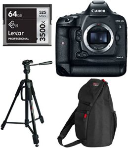 canon eos-1d x mark ii digital slr camera body, lexar 64gb professional 3500x cfast memor card, ritz gear 70″ deluxe premium tripod with monopod kit, ritz gear back bundle