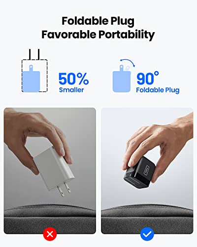 USB C Charger, INIU 30W PD QC 3.0 Dual Port Type C Charger Fast Charging Block, USB C Wall Charger with Foldable Plug for iPhone 14 13 12 11 Pro Max Samsung S21 S20 Note 20 iPad Pro Google LG AirPods