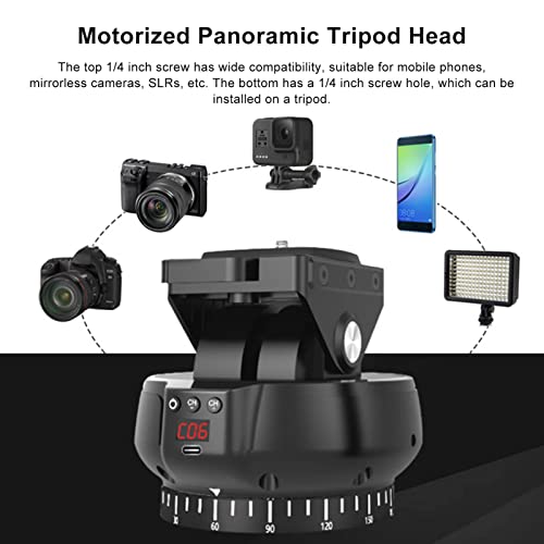 Motorized Pan Tilt Head, 360° Rotation Motorized Panoramic Head, Wireless Remote Control Pan Tilt Professional Multifunctional Motorized Panoramic Head, for Mobile Phone Camera, Max.1Kg Load