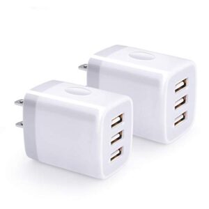 usb wall charger, hootek 2pack wall plug 3-port usb charging station 3.1a power adapter multi port quick charger block cube compatible iphone 14 13 12 11 pro xs max 8 plus,ipad,samsung galaxy s22 s21