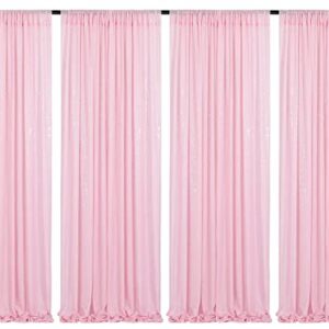 Pink Sequin Curtains 4 Panels 2FTx8FT Sequin Photo Backdrop Wedding Glitter Fabric Backdrops Party Background Photography Drapes