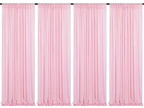 Pink Sequin Curtains 4 Panels 2FTx8FT Sequin Photo Backdrop Wedding Glitter Fabric Backdrops Party Background Photography Drapes