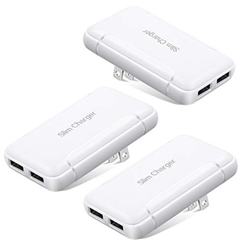 USB Charger Plug, Excgood Ultra Compact USB Wall Charger Foldable Wall Plug Compatible with Home Camera, iPhone 13 Pro Max/12/11/Xr/Xs/X, Galaxy S10/9/8, Pixel and More Smartphone, 3-Pack,White