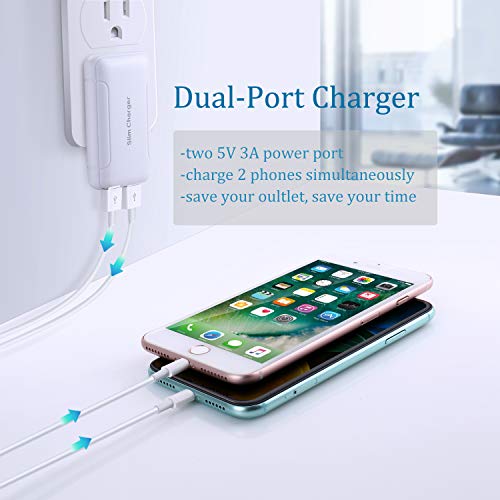 USB Charger Plug, Excgood Ultra Compact USB Wall Charger Foldable Wall Plug Compatible with Home Camera, iPhone 13 Pro Max/12/11/Xr/Xs/X, Galaxy S10/9/8, Pixel and More Smartphone, 3-Pack,White