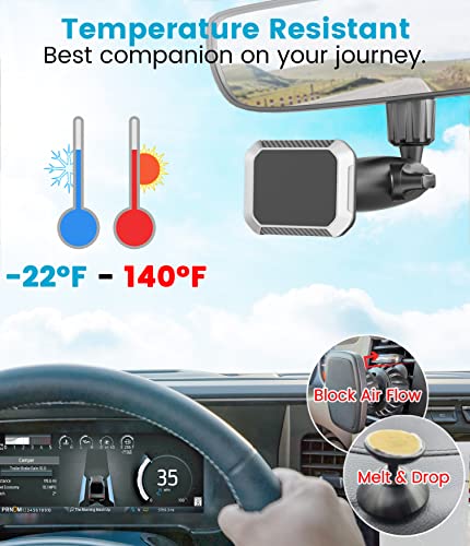 APPS2Car Magnetic Phone Car Mount Transmission Shaft Rearview Mirror Phone Holder for Car [Multi-Pivots 2023 Upgraded] Low Profile Long Arm Strong Magnets Adjustable Angles & Heights for All Phones