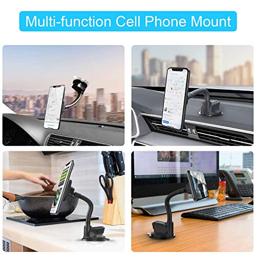 APPS2Car Magnetic Car Phone Holder Mount with 6 Strong Magnets, Windshield Phone Magnetic Holder, Suction Cup Phone Holder for Car, Dashboard Magnet Holder, fit Most Smartphones & Mini Tablets