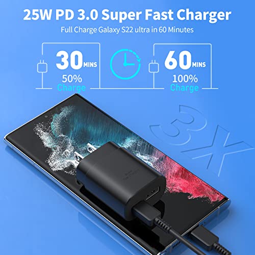 USB C Wall Charger, 25W Super Fast Charger Type C Charger Block for Samsung Galaxy S23/S23 Ultra/S23+/S22/S22 Ultra/S22+/S21/S20/Note 20/Note 10//10 Plus,Z Fold 3 5G/Flip 4/3