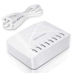 ksing 8 port usb charging station, 40w home desktop usb fast charger, multiple usb desktop chargers, suitable for hotels, shops, schools, shopping malls and travel (ul certification)（white）