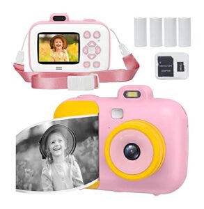 digital cameras for kids children’s camera, digital camera print instant camera 48mp/2.7k video cameras with 16x digital zoom, 2.4 inch screen, 32gb memory card, toy gifts for boys and girls (pink)