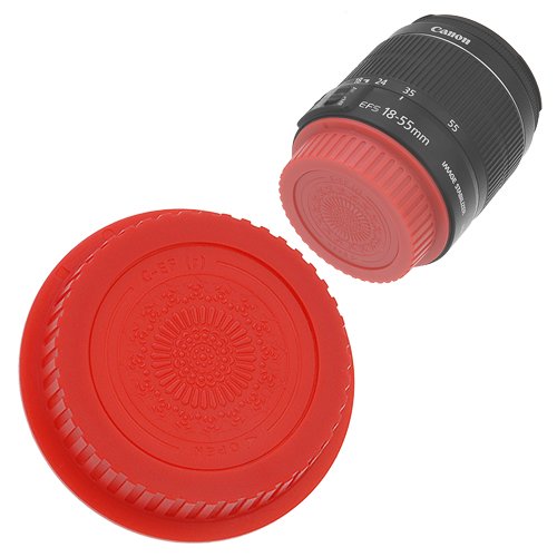 Fotodiox Designer (Red) Lens Rear Cap Compatible with Canon EOS EF and EF-S Lenses