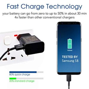 USB Type C Charger Cable and Adaptive Fast Charging Wall Charger Adapter Kit Compatible with Samsung Galaxy S10/S10+ S10e /S9/S9+/S8/S8+ Plus Note 8/Note 9 & Other Smartphones