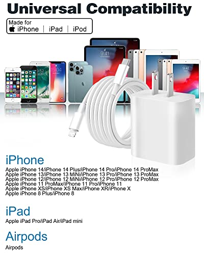 iPhone Charger Fast Charging,Apple Fast Charger iPhone[Apple MFi Certified]2Pack USB C Quick Wall Charger Plug with 10FT USB C to Lightning Cable for iPhone 14/14 Plus/14 Pro Max/13Pro/12MiNi/11/XR/SE