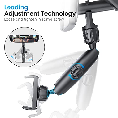 APPS2Car U-Hook Rearview Mirror Phone Holder for Car 720° Rotatable One Hand Operation Rearview Mirror Retractable Phone Clamp Phone Holder for Cars Compatible with iPhone, Samsung.etc