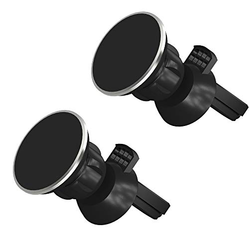 TALK WORKS Air Vent Magnetic Cell Phone Car Mount Compatible w/iPhone 13/Pro/Pro Max, 14/Plus/Pro/Pro Max, 11/Pro/Max, XR, XS/Max, X, 8, 7, Android, Samsung - 360 Rotation Holder (Black, Pack of 2)