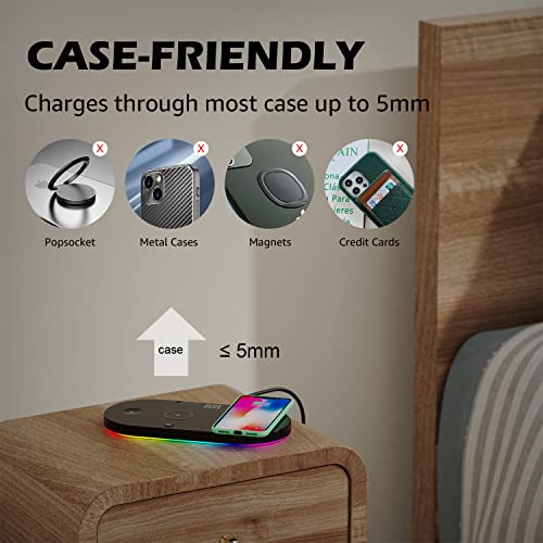 Minthouz 4 in 1 Wireless Charger, 18W Fast Wireless Charging Station for iPhone 13/12/11/XR/X/8 Series/Samsung Phone, Wireless Charging Pad Compatible with Apple Watch, AirPods (with 1 USB C-A Cable)