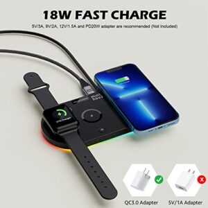 Minthouz 4 in 1 Wireless Charger, 18W Fast Wireless Charging Station for iPhone 13/12/11/XR/X/8 Series/Samsung Phone, Wireless Charging Pad Compatible with Apple Watch, AirPods (with 1 USB C-A Cable)