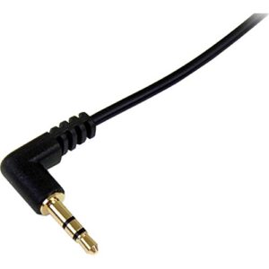 StarTech.com 1 ft. (0.3 m) Right Angle 3.5 mm Audio Cable - 3.5mm Slim Audio Cable - Male/Male - Aux Cable (MU1MMSRA), Black