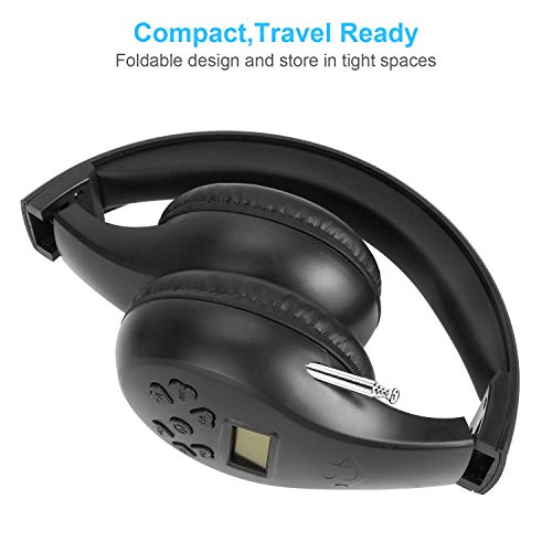 Portable Personal FM Radio Headphones with Best Reception, Walkman Wireless Headset FM Radio Ear Muffs for Walking, Jogging Powered by 2 AA Batteries(Not Included) -Black